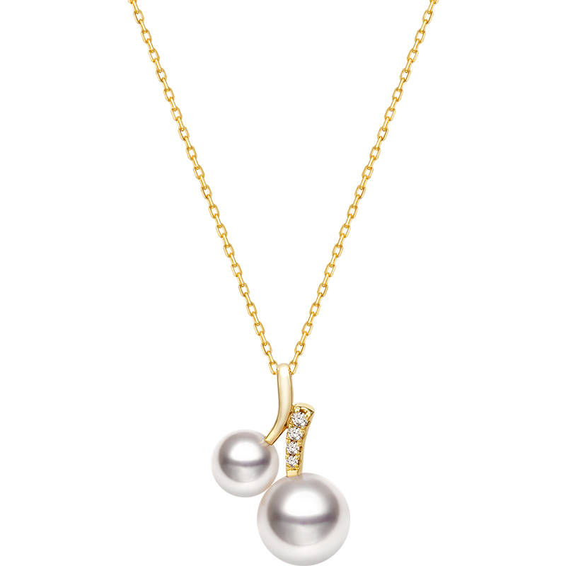 Akoya Pearl 18K Gold Diamond Cherry With Loving Necklace – HELAS Jewelry